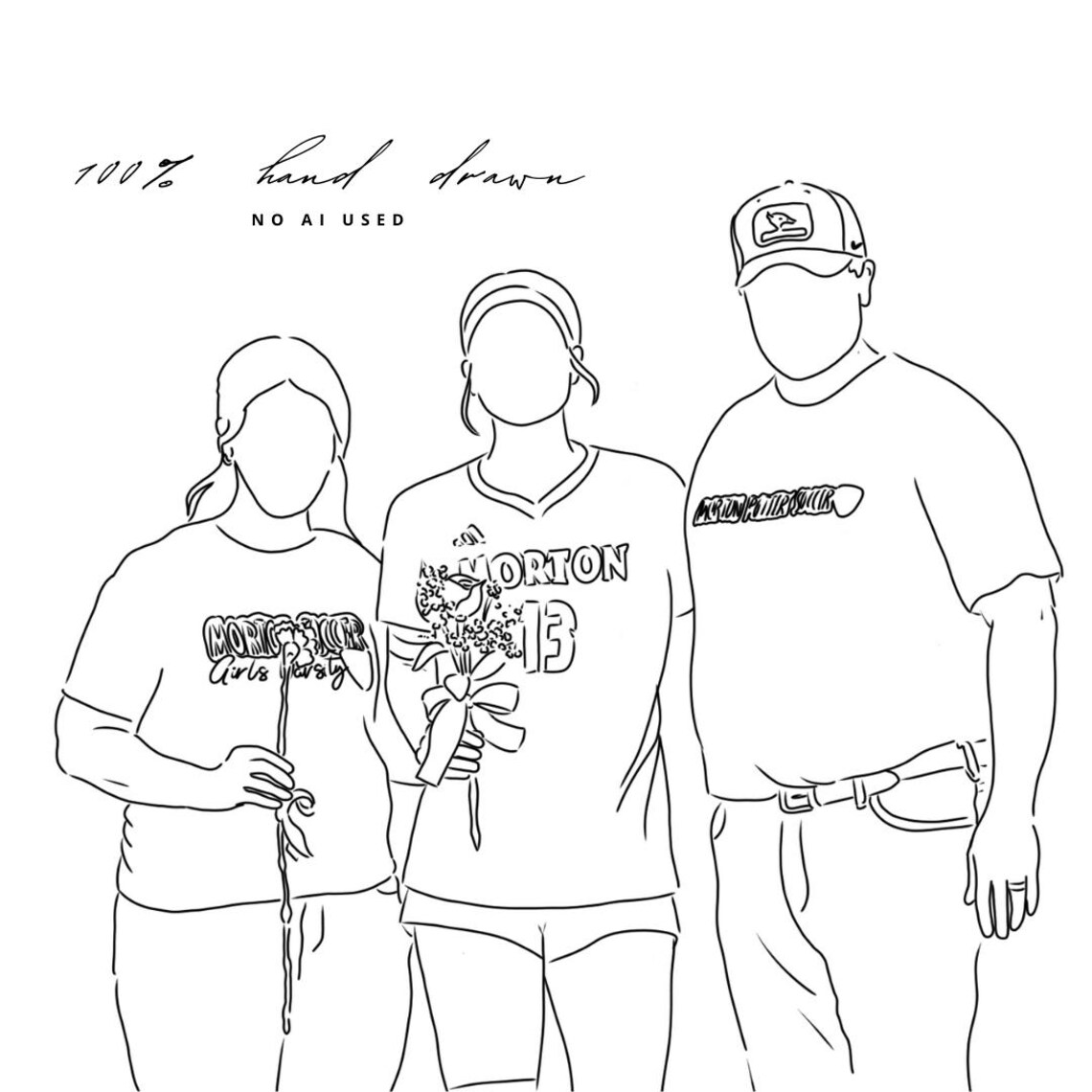 Bestie Line Art Print – Minimal Hand Drawn Illustration, Friendship ...