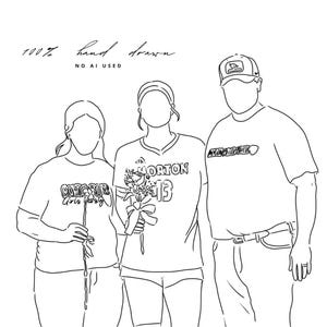 Bestie Line Art Print – Minimal Hand Drawn Illustration, Friendship ...