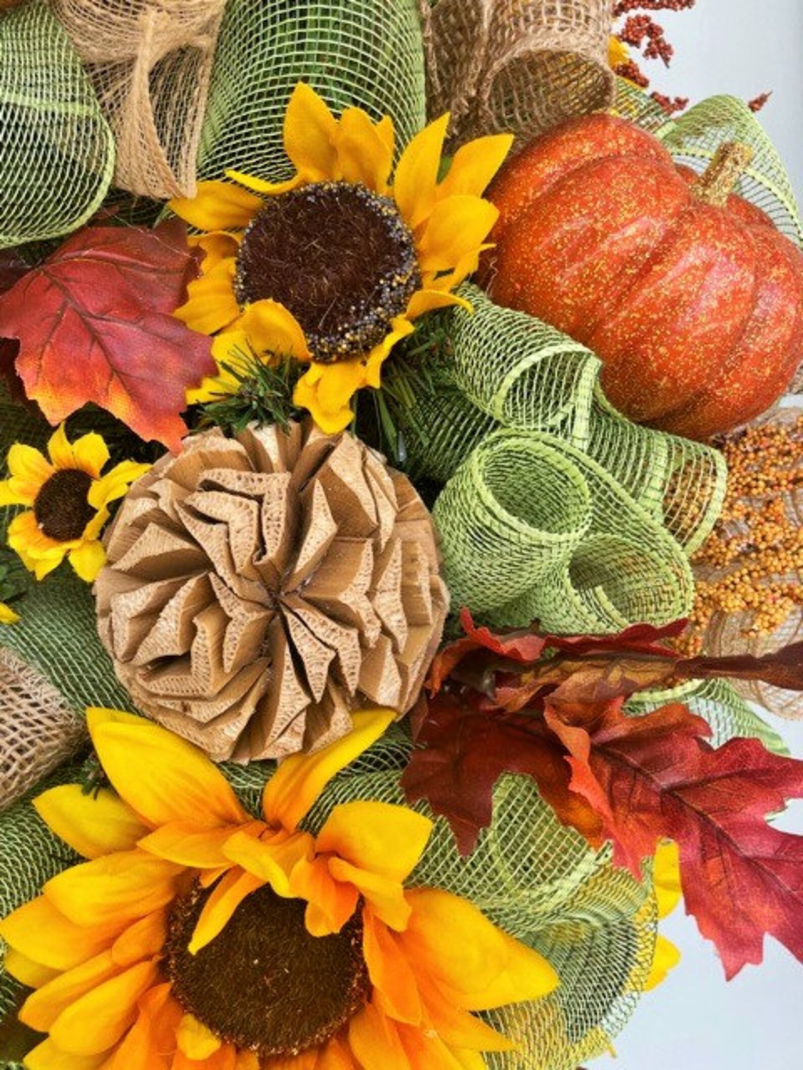 FALL HARVEST WREATH Autumn Wreath Pumpkins and Sunflowers - Etsy