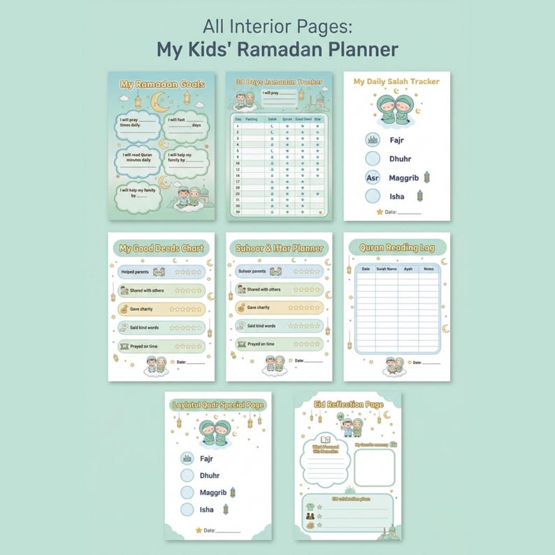Kids Ramadan Planner | Islamic Activity Workbook, Dua, Salah Tracker ...