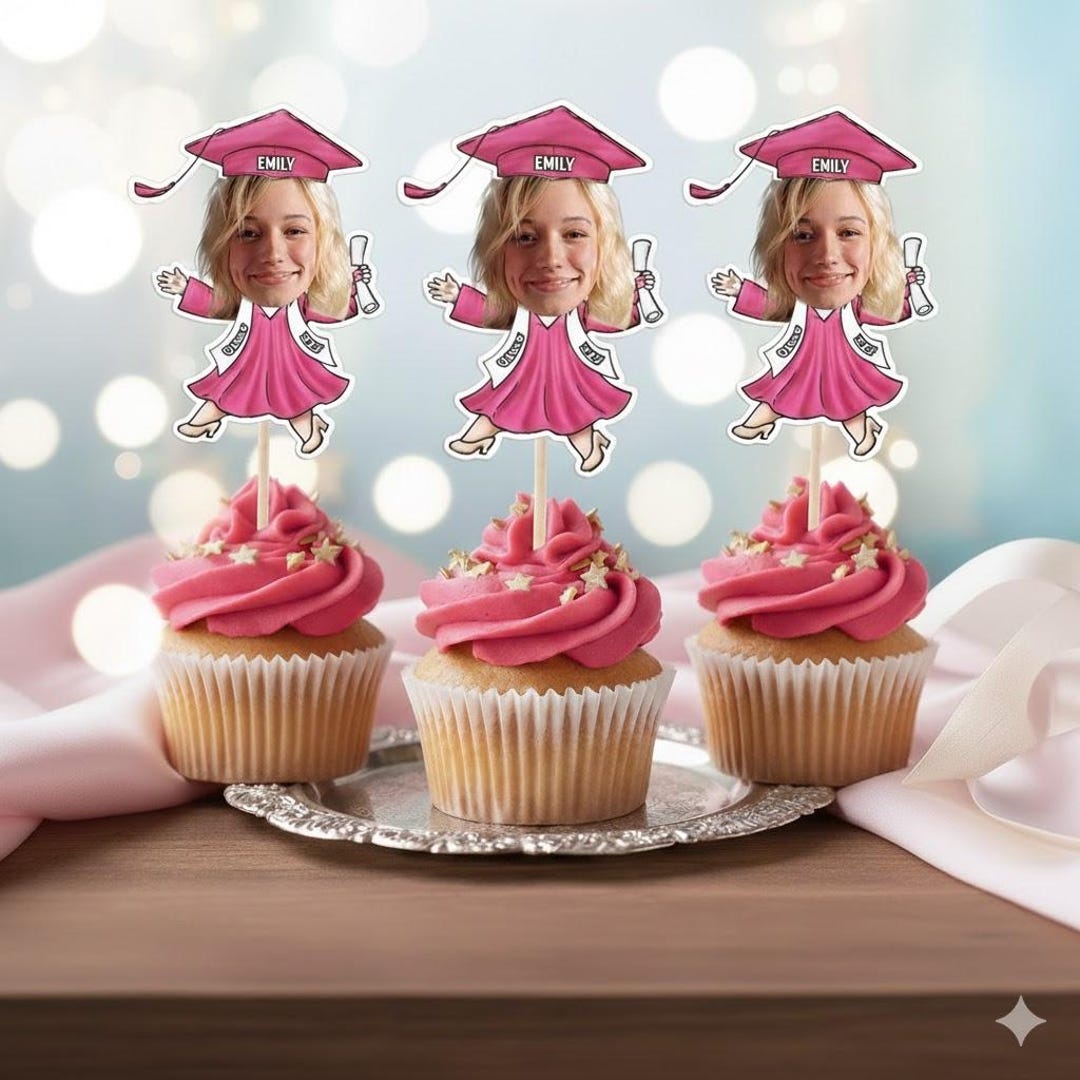 Custom Big Face Graduation Cupcake Toppers – Senior 2026 Personalized ...