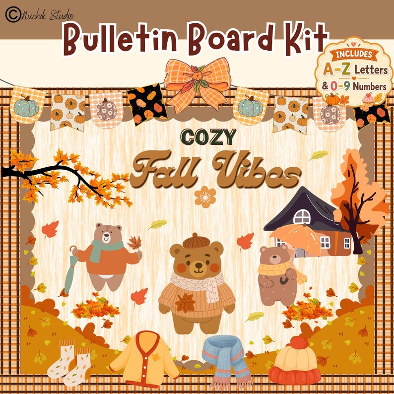 Fall Bulletin Board Kit | Bear Classroom Decor | Editable Printable ...
