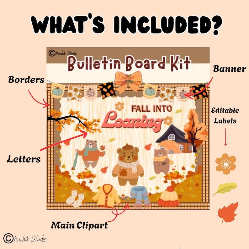 Fall Bulletin Board Kit | Bear Classroom Decor | Editable Printable ...