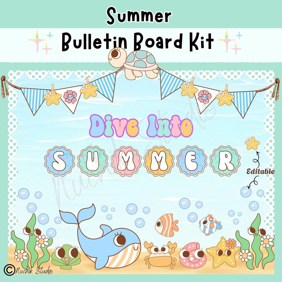Dive Into Summer Bulletin Board Kit, Ocean Classroom Decor, Editable ...