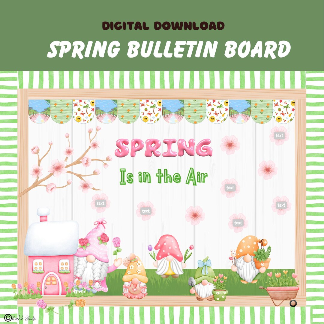 Spring is in the Air Bulletin Board | Spring Gnome Classroom Decor ...