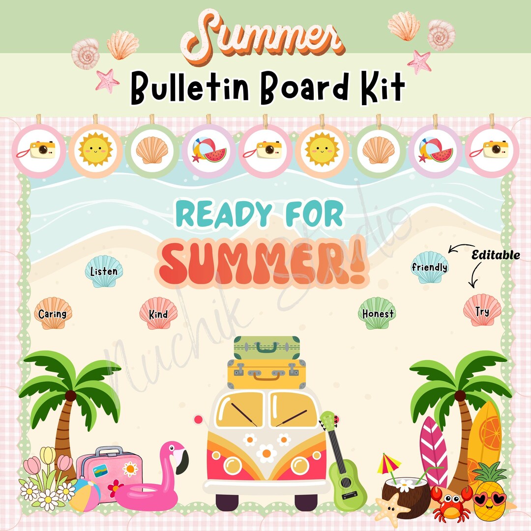 Summer Bulletin Board Kit, Hello Summer Classroom Decor, End of Year ...