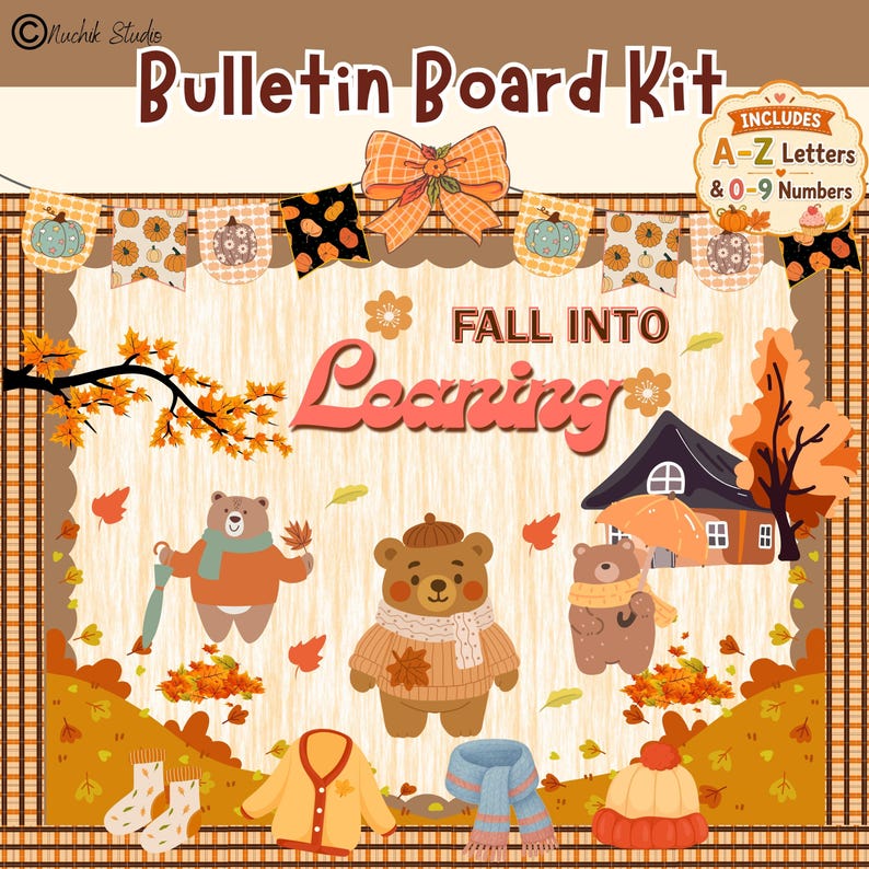 Fall Bulletin Board Kit | Bear Classroom Decor | Editable Printable ...
