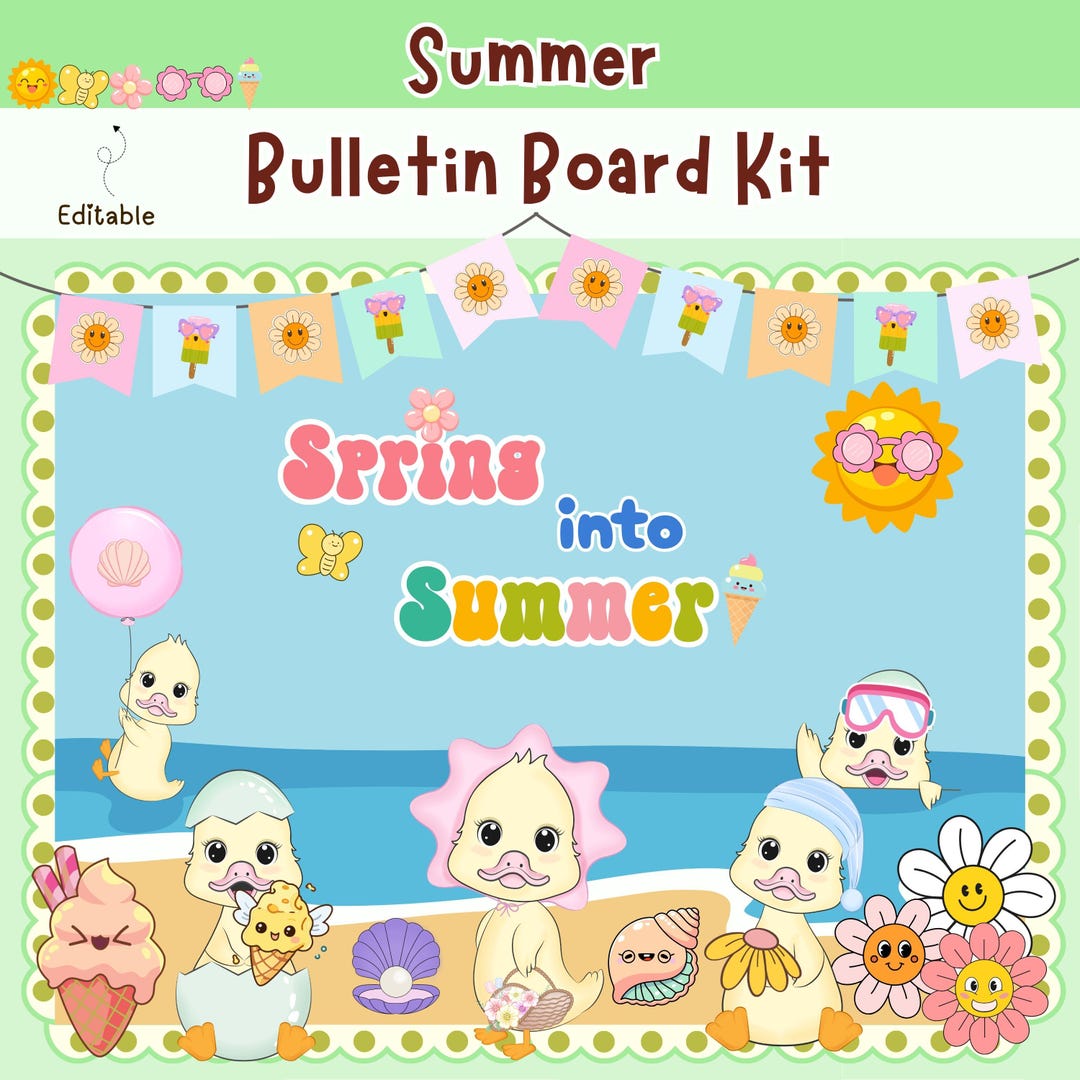 Spring Into Summer Bulletin Board Kit | Pastel Classroom Decor ...