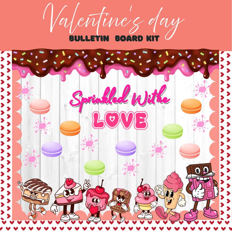 Valentine Bulletin Board Set | Cute Candy & Love Theme | Classroom Wall ...
