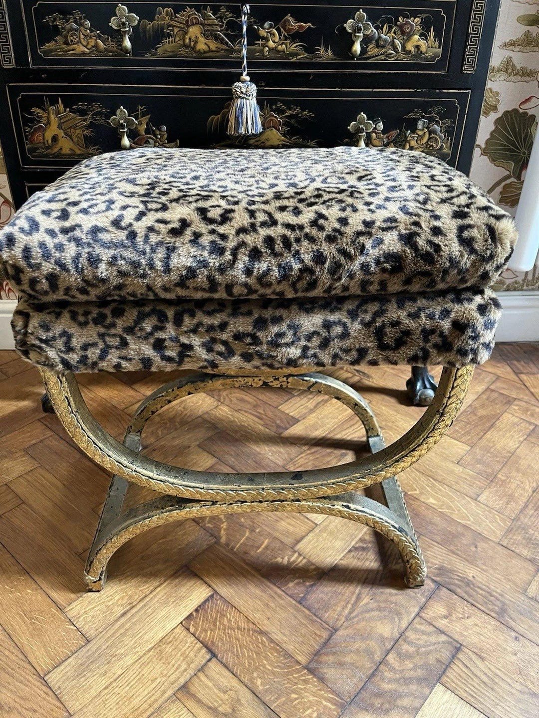 Vintage Golden Stool - Etsy