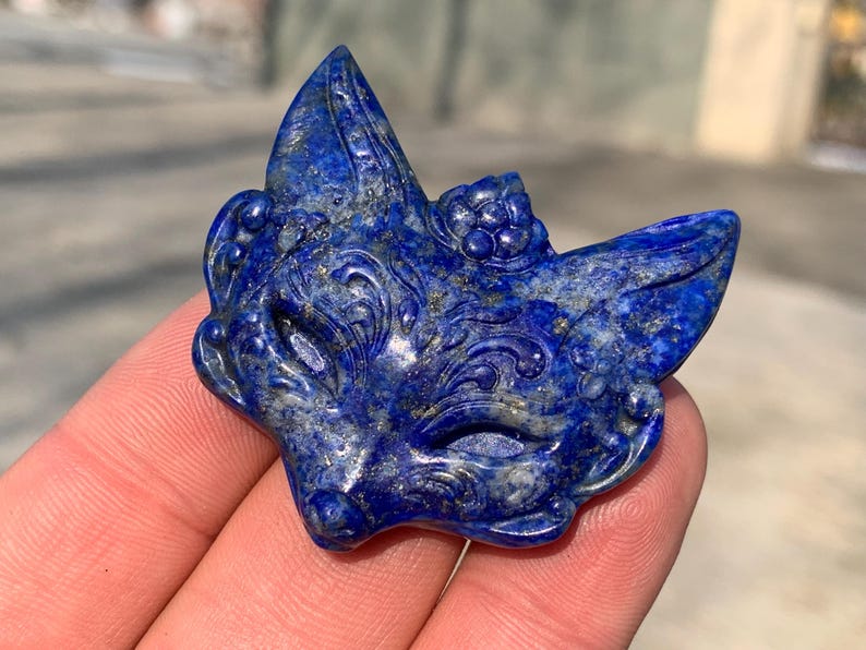 1.5''+ Natural Lapis Lazuli Quartz Crystal,hand Carved Crystal Fox ...