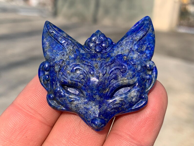 1.5''+ Natural Lapis Lazuli Quartz Crystal,hand Carved Crystal Fox ...