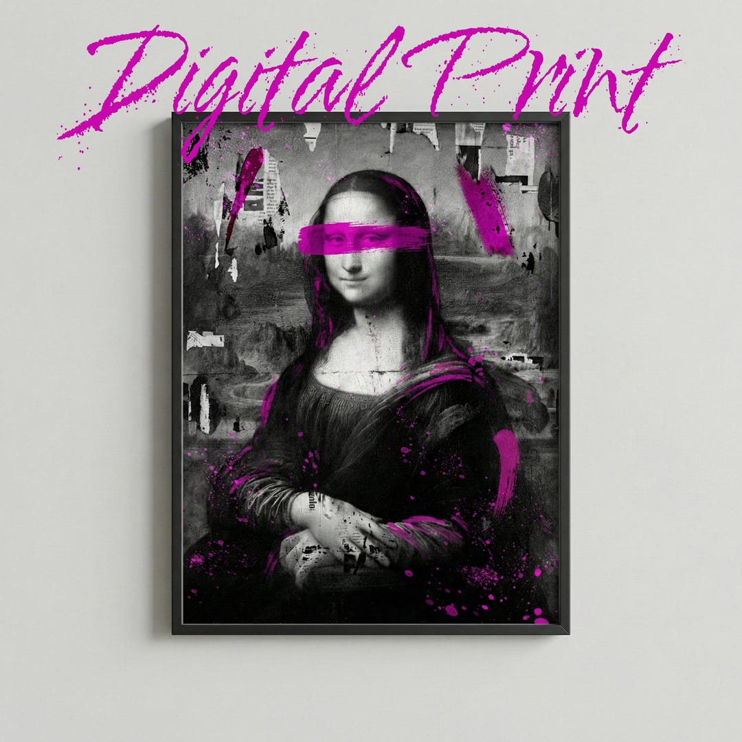 Mona Lisa Grunge Pop Art Print, Colorful Street Art Wall Decor, Modern ...