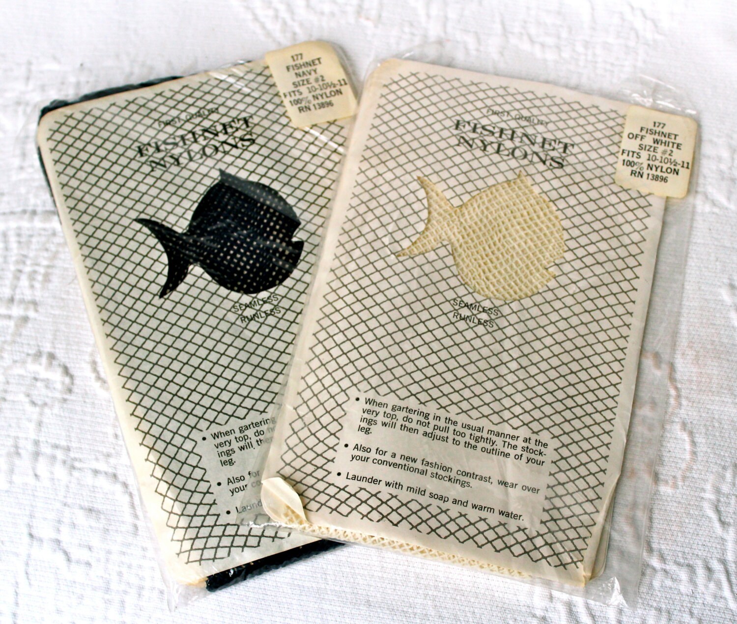 NOS Vtg Fishnet Nylon Stockings Lingerie Hosiery Garter Pinup Girl Navy ...