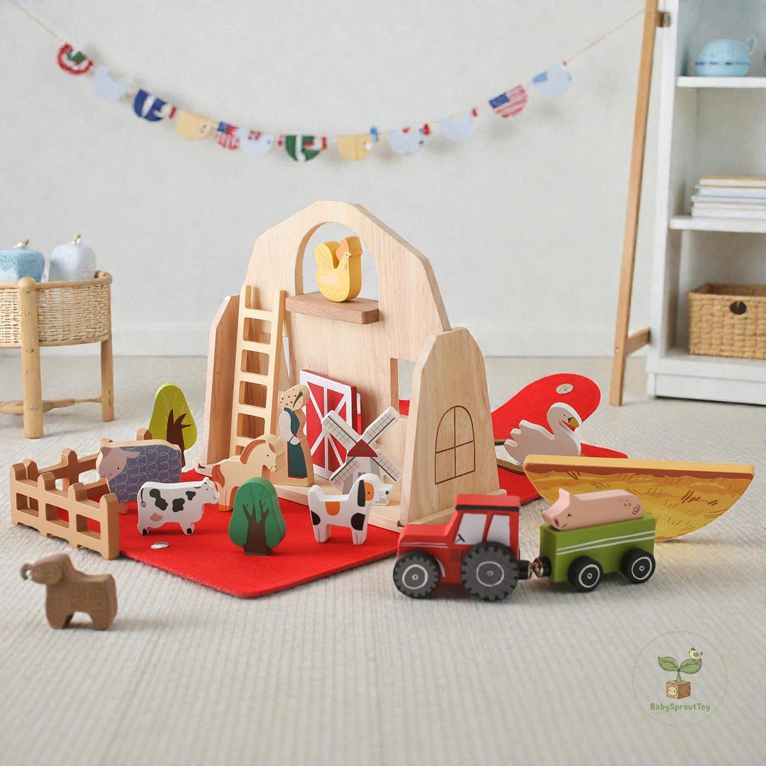 Children's Educational Wooden House Building Blocks | for Little Farm ...