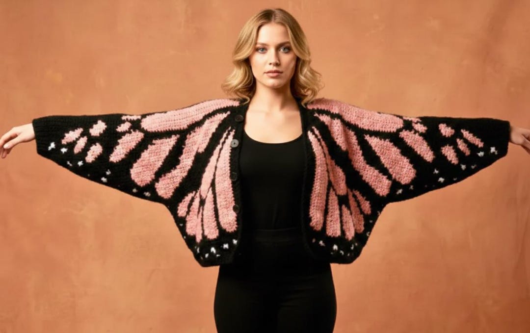 Monarch Butterfly Cardigan Crochet Pattern PDF, Oversized Butterfly ...