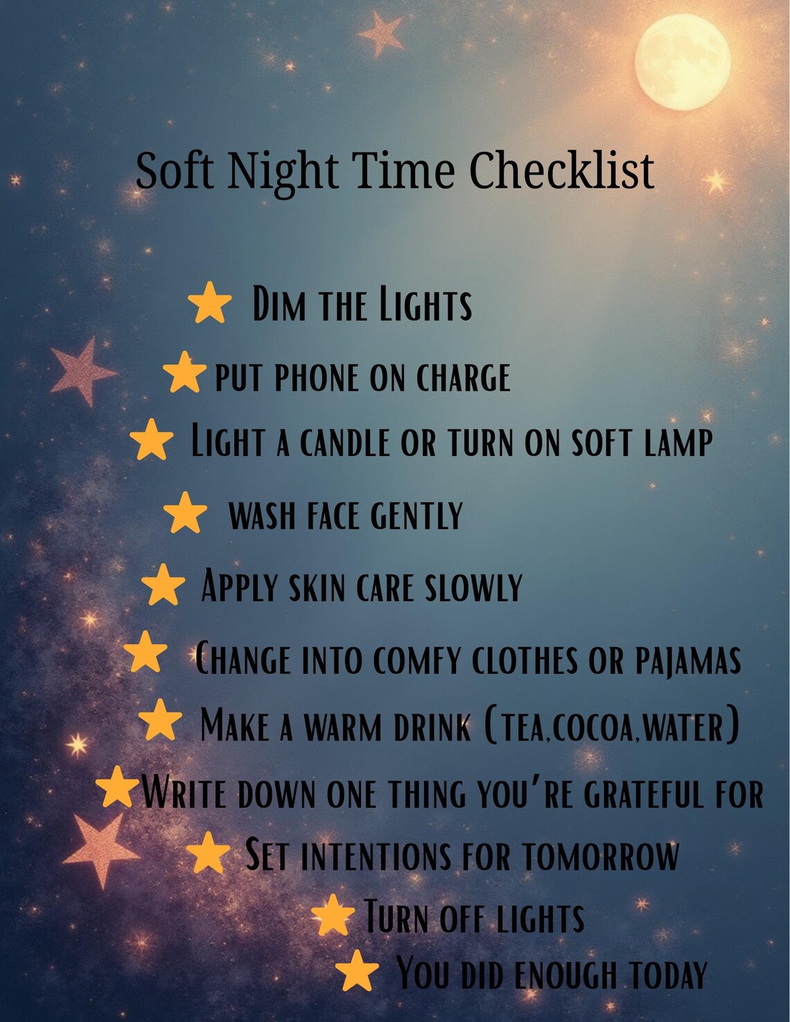 Soft Night Checklist | Gentle Evening Routine | Cozy Self Care ...