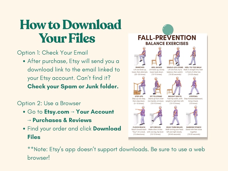 Fall Prevention Balance Exercises for Seniors Printable PDF | Chair ...
