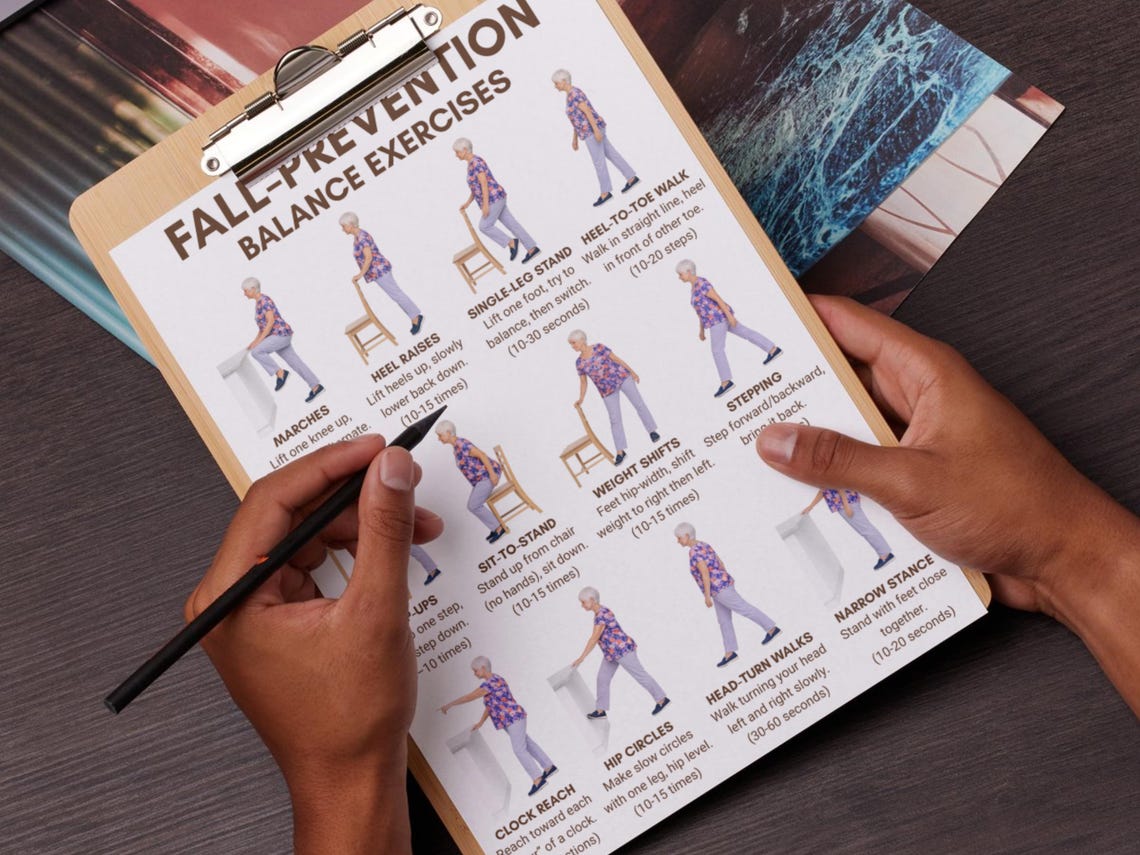Fall Prevention Balance Exercises for Seniors Printable PDF | Chair ...