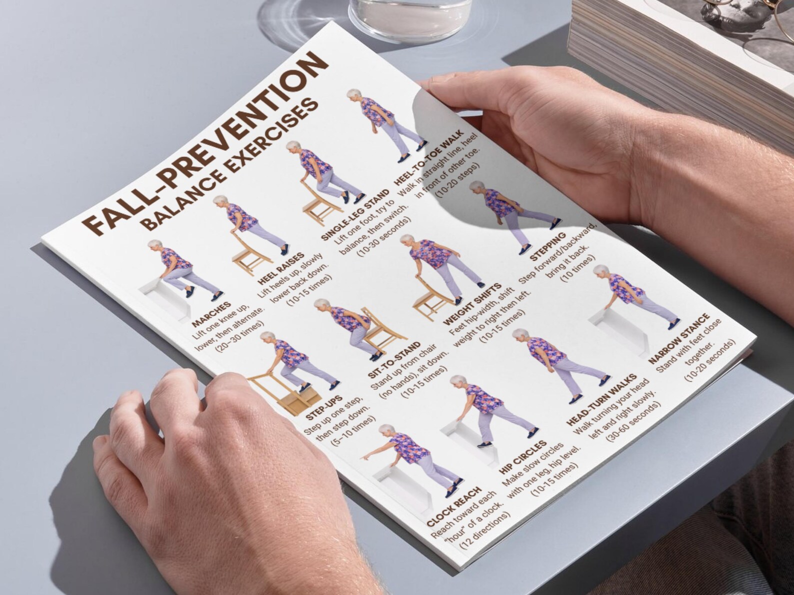 Fall Prevention Balance Exercises for Seniors Printable PDF | Chair ...