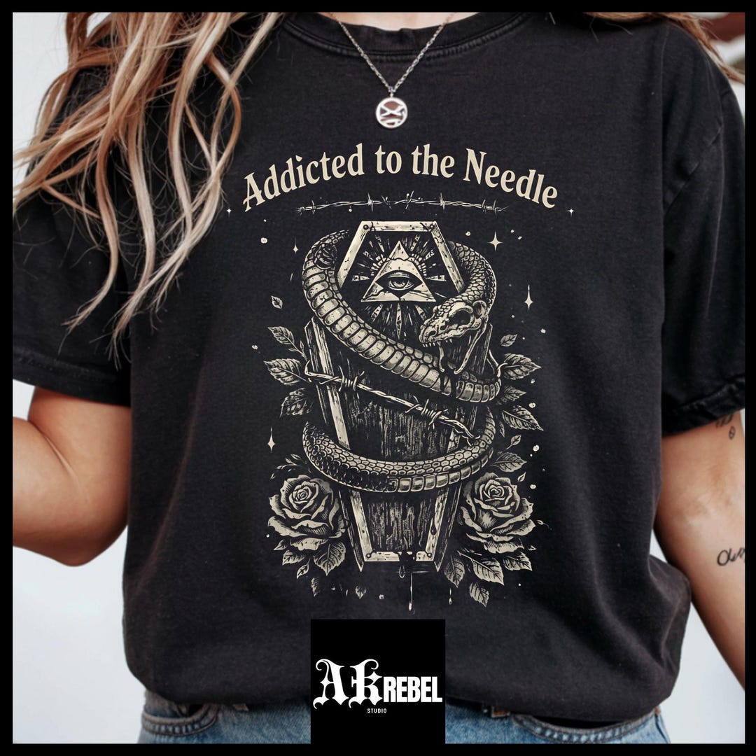 Addicted to the Needle PNG, Tattoo Inspired Gothic Design, Snake Coffin ...