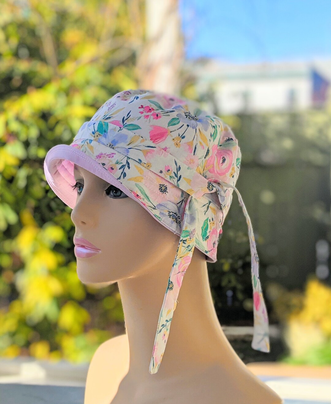 Women's Chemo Hats, Cancer Hat, See 3rd/4th Photos for Size Chart, Spring Floral, Orchid Cotton ...