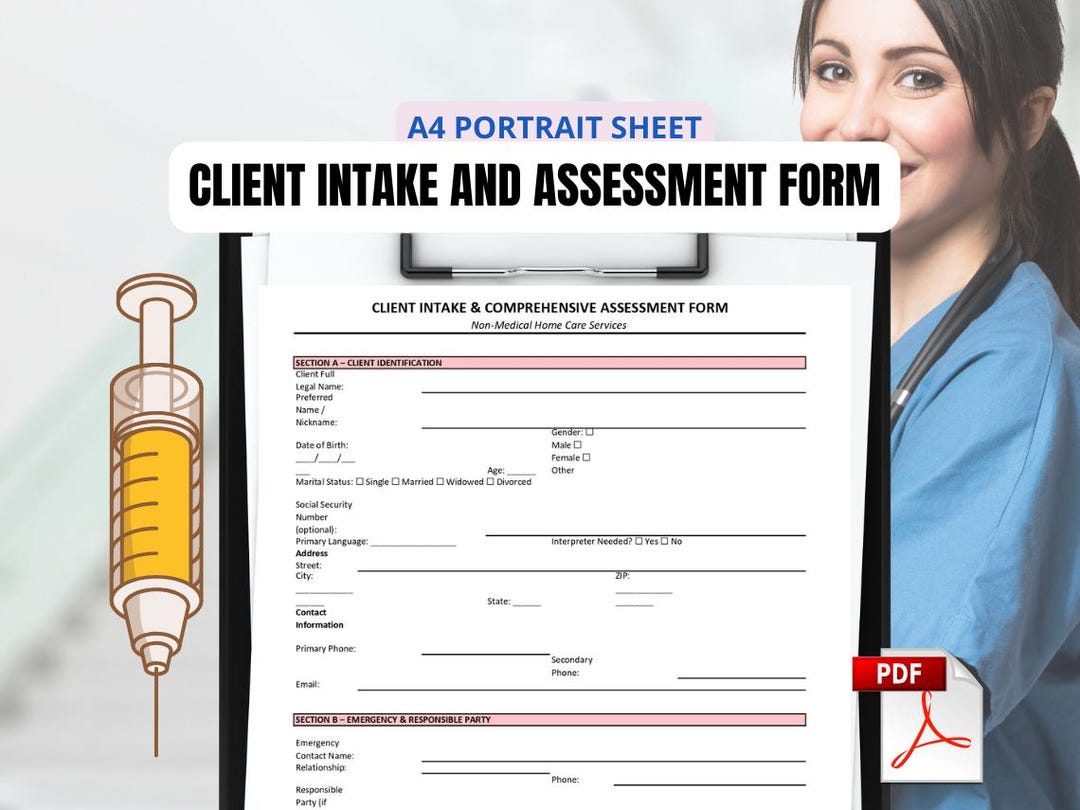 Home Care Client Intake Form | Non-medical Assessment (printable PDF ...