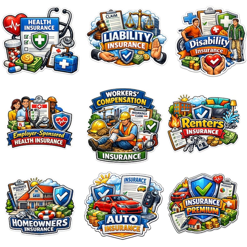 Insurance Icon Clipart Bundle | PNG Graphics for Marketing (digital ...