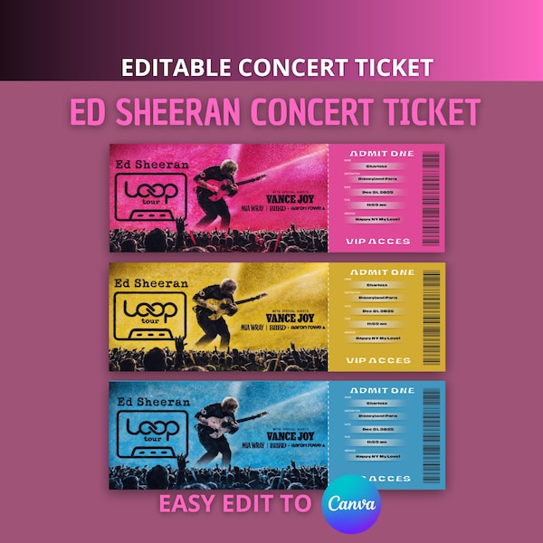 Ed Sheeran Surprise Ticket Template - Etsy Australia