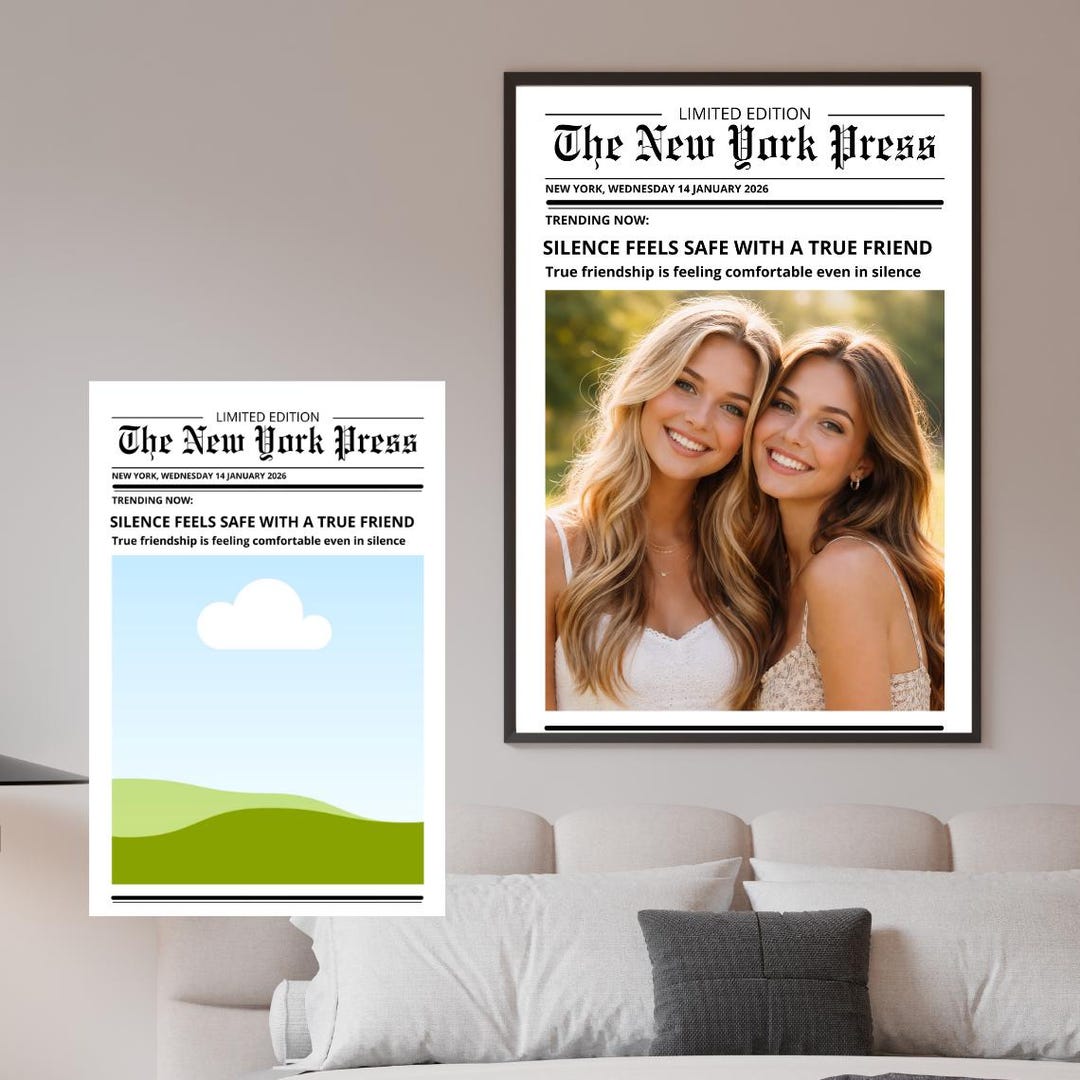 Personalized Friendship Newspaper Poster | Custom Dorm Decor (digital ...