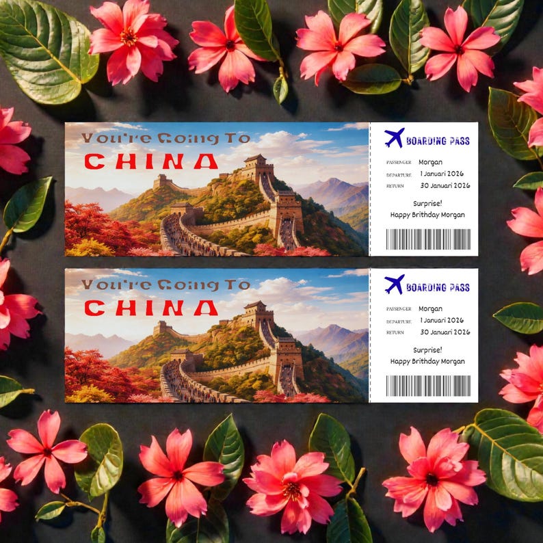 China Trip Boarding Pass Template – Surprise Travel Ticket (canva ...
