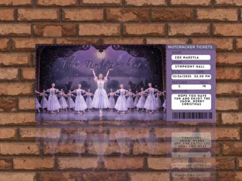 Editable Nutcracker Ballet Ticket Template | Christmas Gift (digital ...