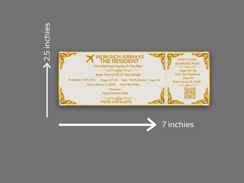 World’s Most Expensive Plane Ticket Template | Luxury Flight Boarding ...
