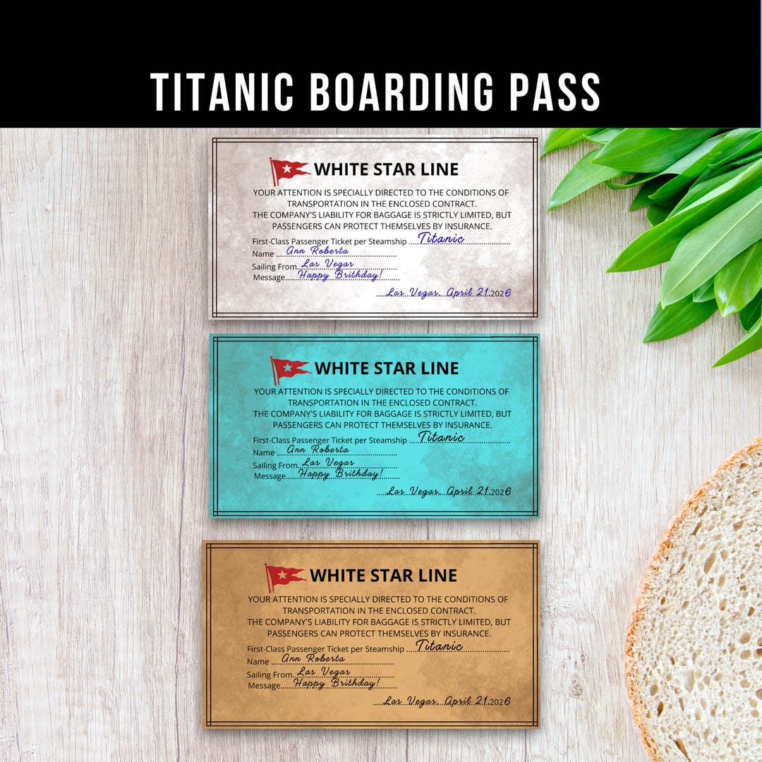 Titanic Birthday Invitation | Boat Party Ticket, Editable Template ...