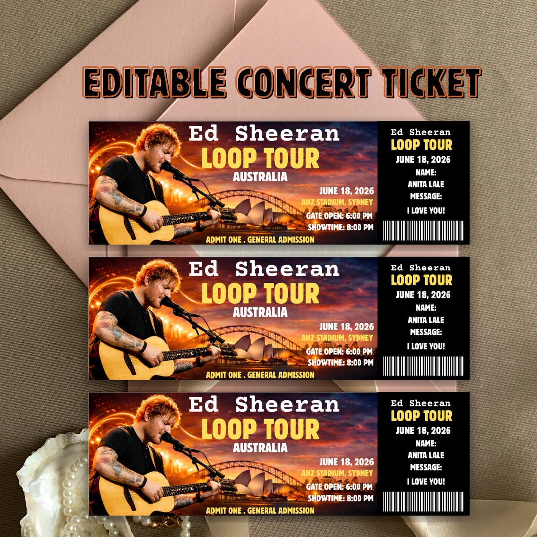 Ed Sheeran Concert Ticket Download Template - Etsy