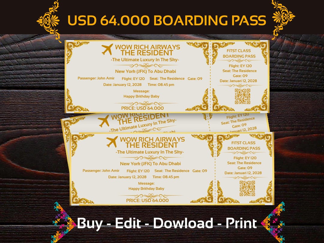 World’s Most Expensive Plane Ticket Template | Luxury Flight Boarding ...