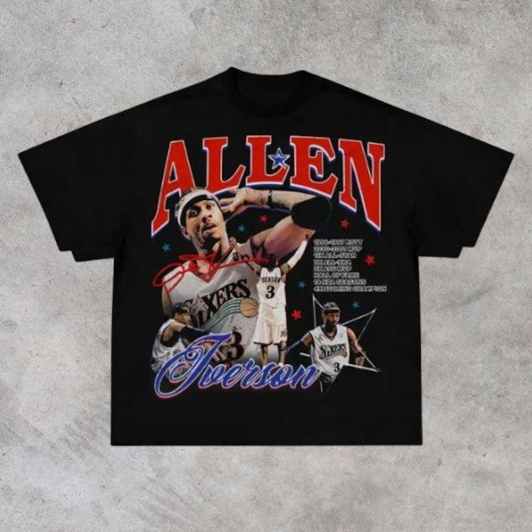 Allen Iverson Vintage Basketball Player T-shirt, Youth & Adult Graphic ...