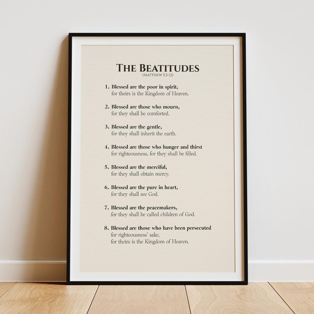 The Beatitudes Bible Verse Wall Art, Minimalist Matthew 5 Christian ...