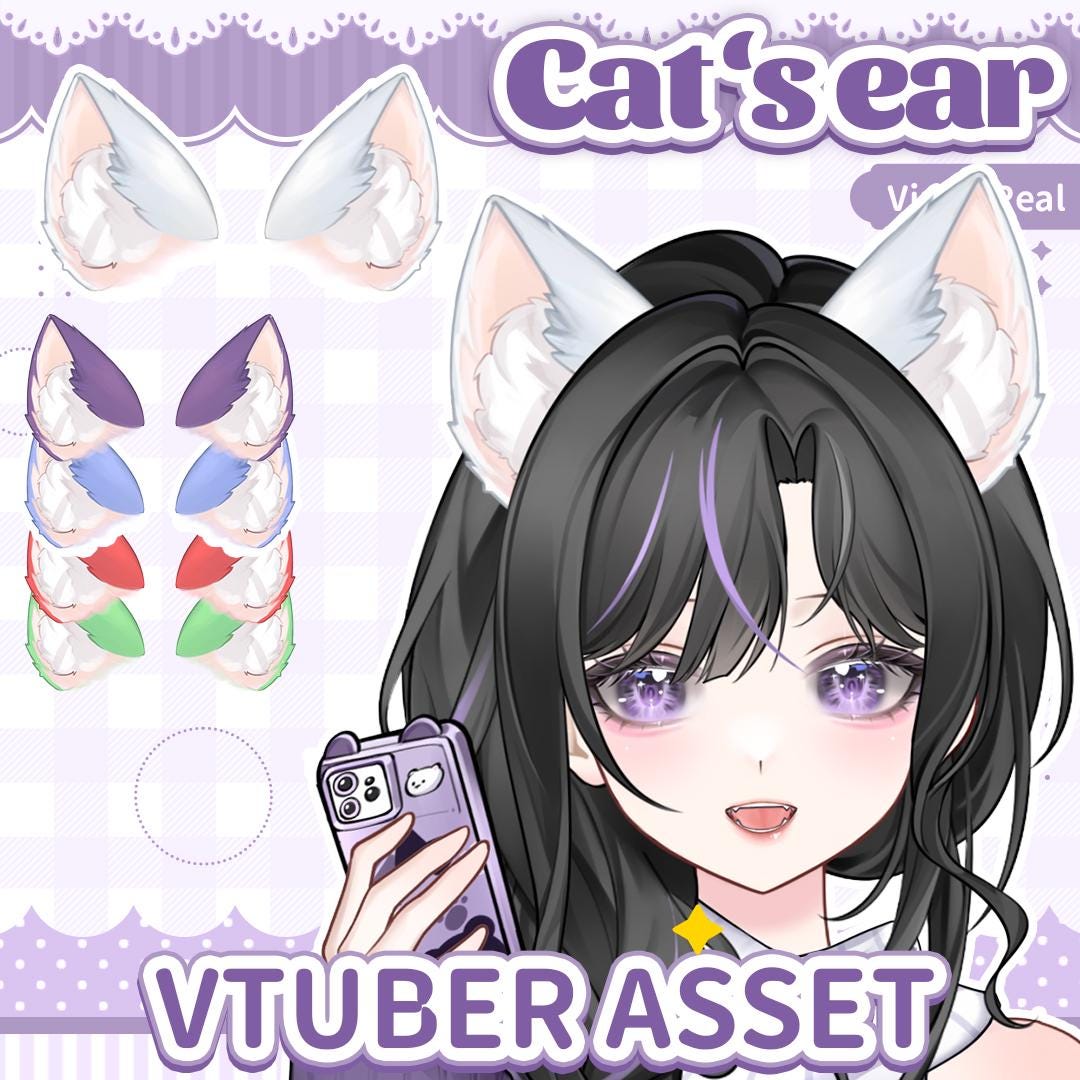 Cat Ears | Vtuber Asset | Ready to Use | Vtube Studio | Live2d Model - Etsy