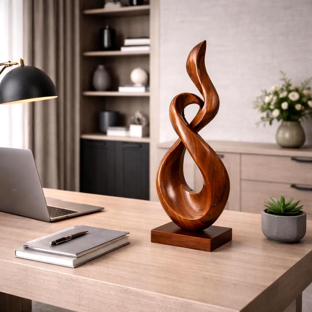 Modern Abstract Tabletop Sculpture — Small Organic Infinity Form Art ...