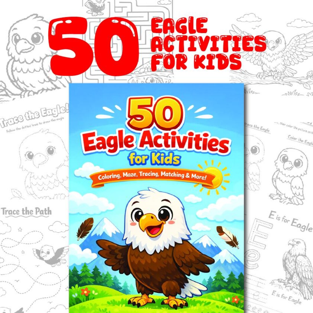 50 Eagle Activity Pages for Kids, Preschool Kindergarten, Pdf ...