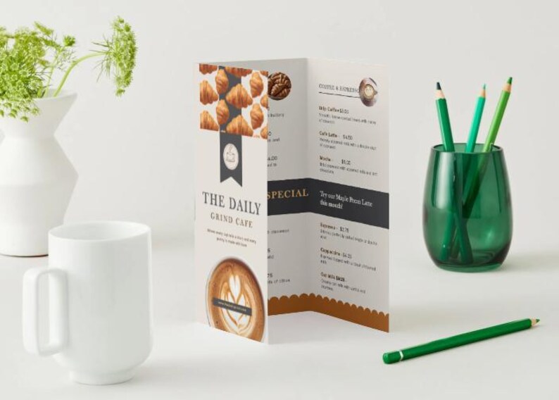 Coffee Shop Menu Template Canva | Editable Cafe Menu | Bakery Menu | Bi ...