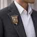Vintage Lion Lapel Pin for Men – Gold Tone Zinc Alloy Crown Brooch for ...