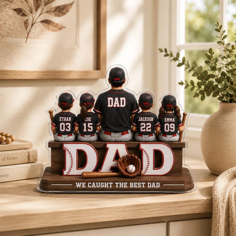 Personalized Baseball Dad Acrylic Block, We Caught the Best Dad Gift ...