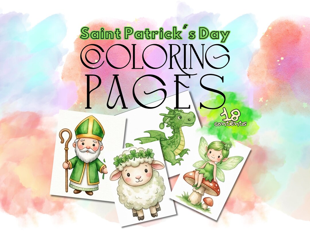 St. Patrick's Day Coloring Pages | Leprechauns, Rainbows (digital ...