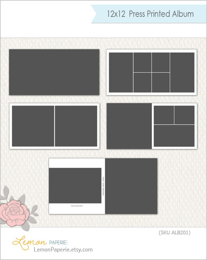 SALE 12x12 Press Printed Lay Flat Album Template - Classic (ALB201 ...