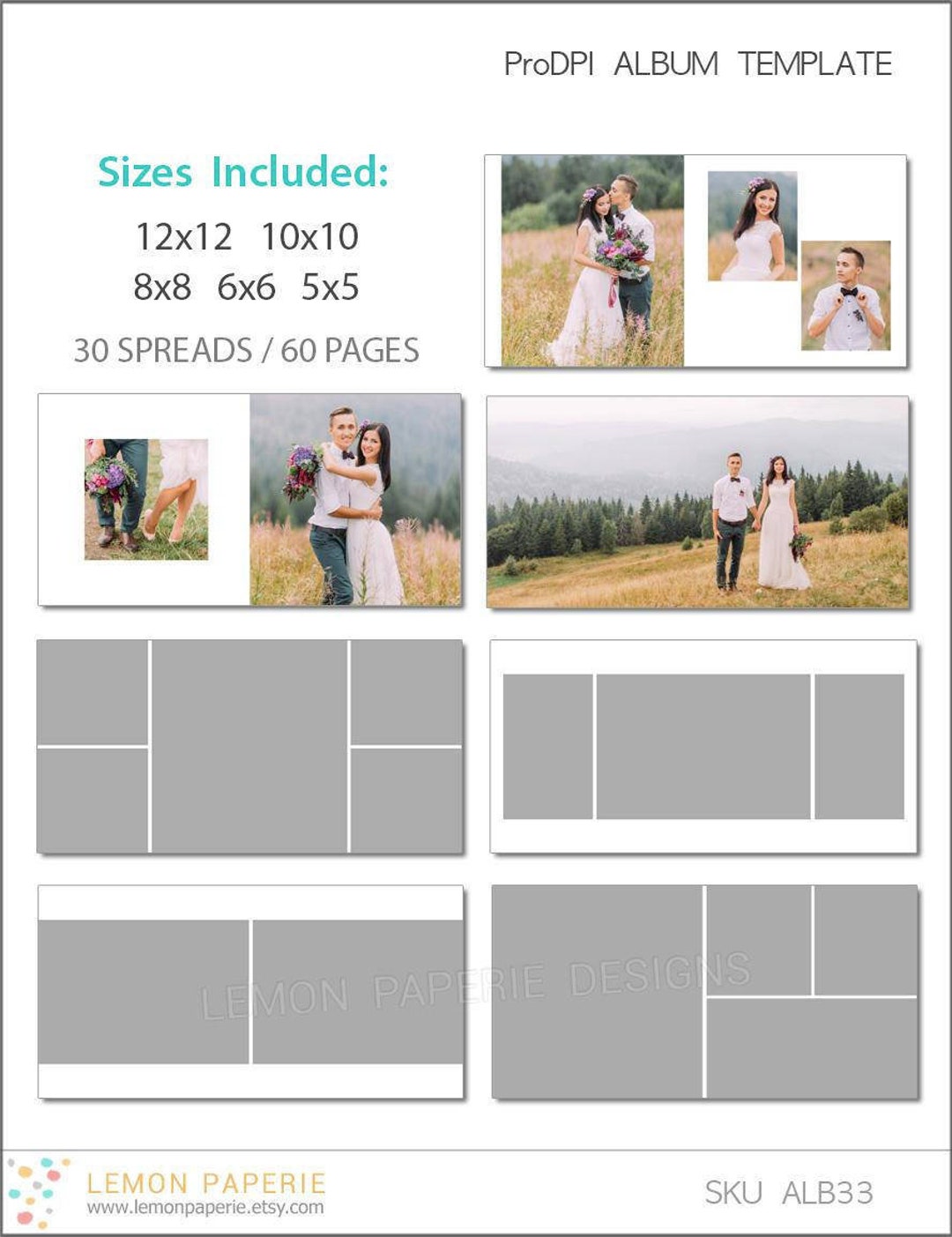 SALE 10x10 Prodpi Album Template 60 Page - Includes 12x12, 10x10, 8x8 ...