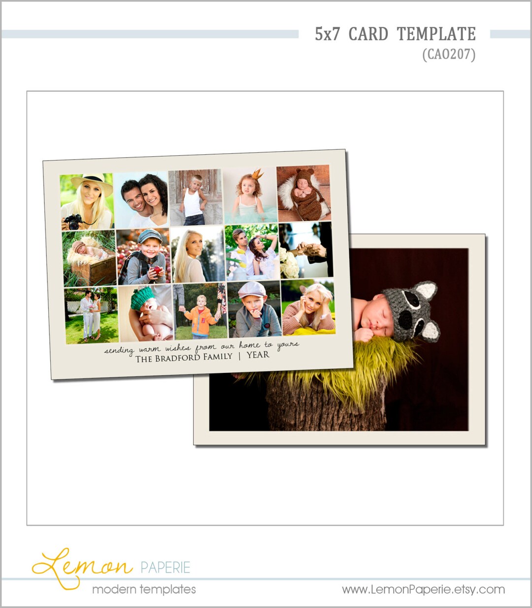 5x7 Collage Card Template (CAO207) INSTANT DOWNLOAD - Etsy