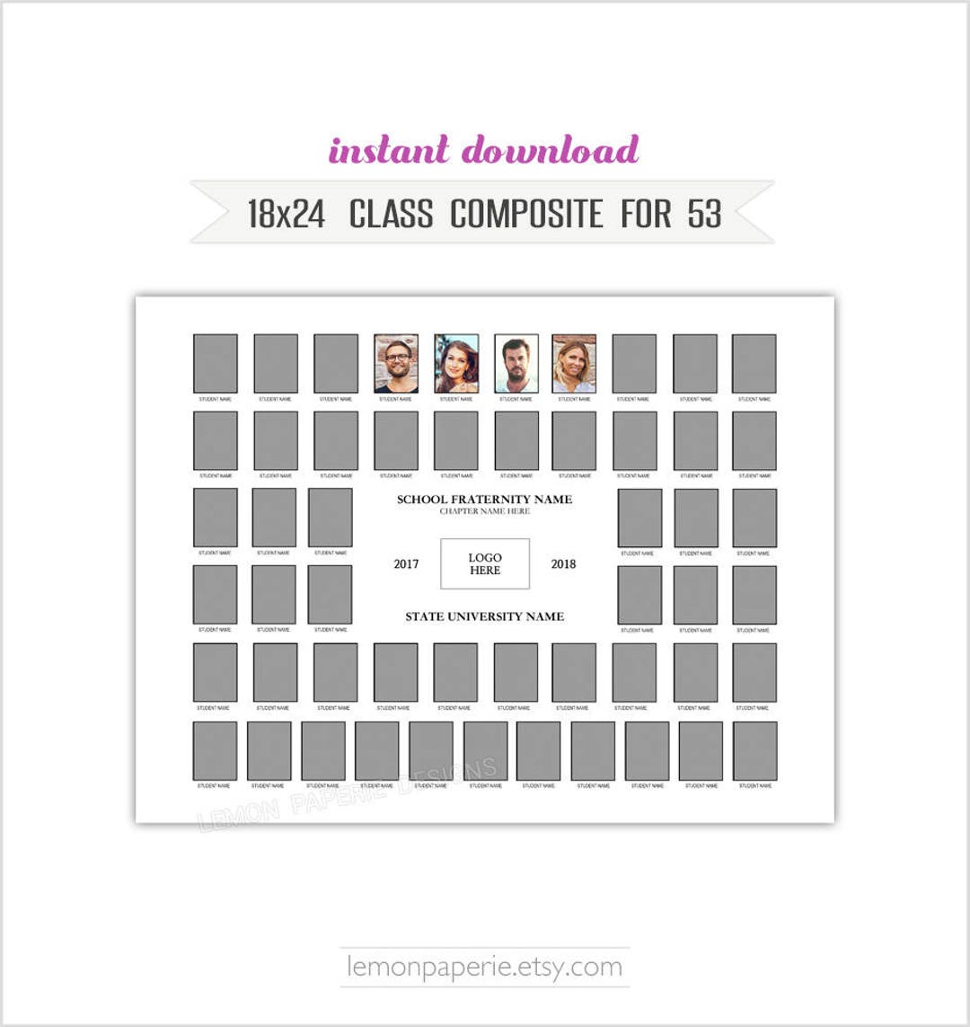 18x24 Class Composite Template, PSD Photoshop Template - INSTANT ...