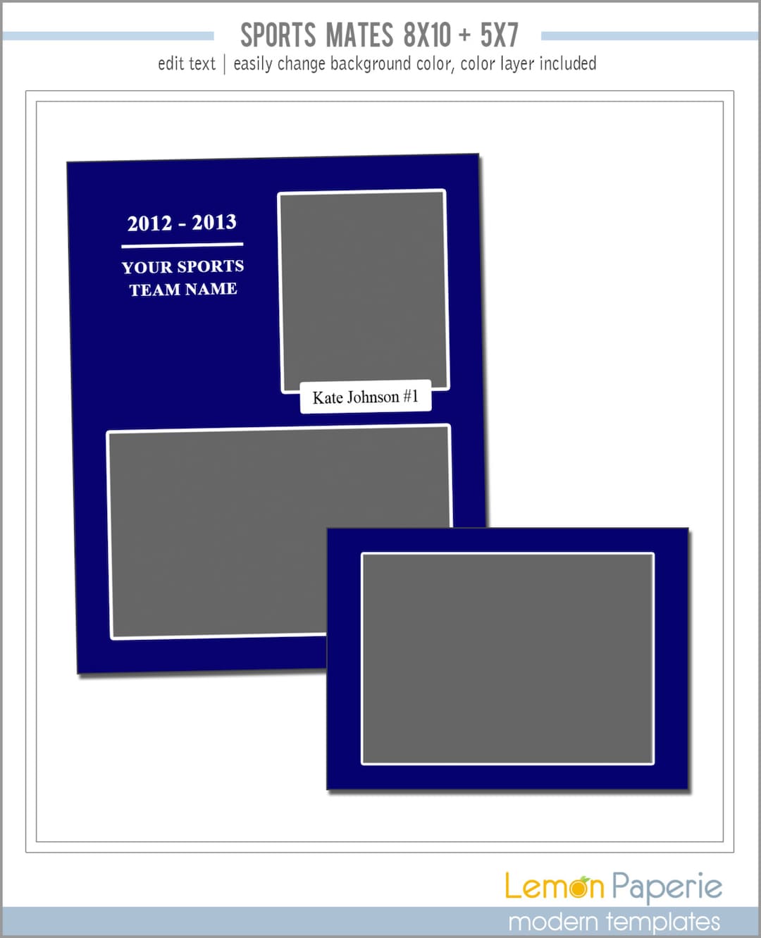 Memory Mate Templates, for Any Team or Sport, Includes 8x10 and 5x7 ...
